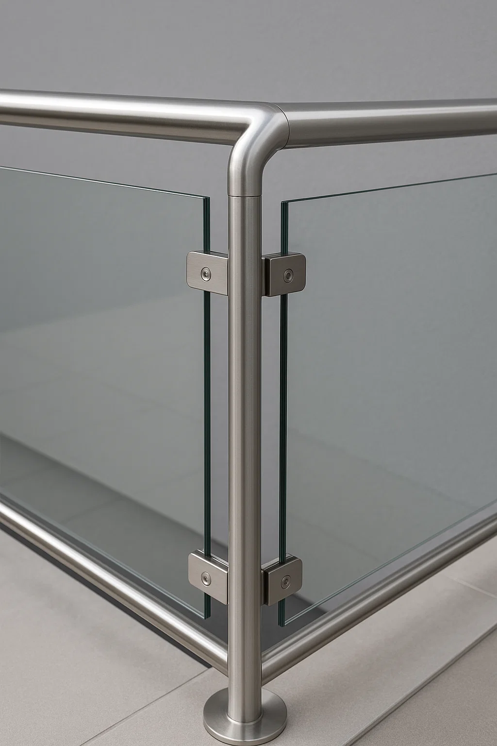 Stainless steel railing with glass - Decorative Glass